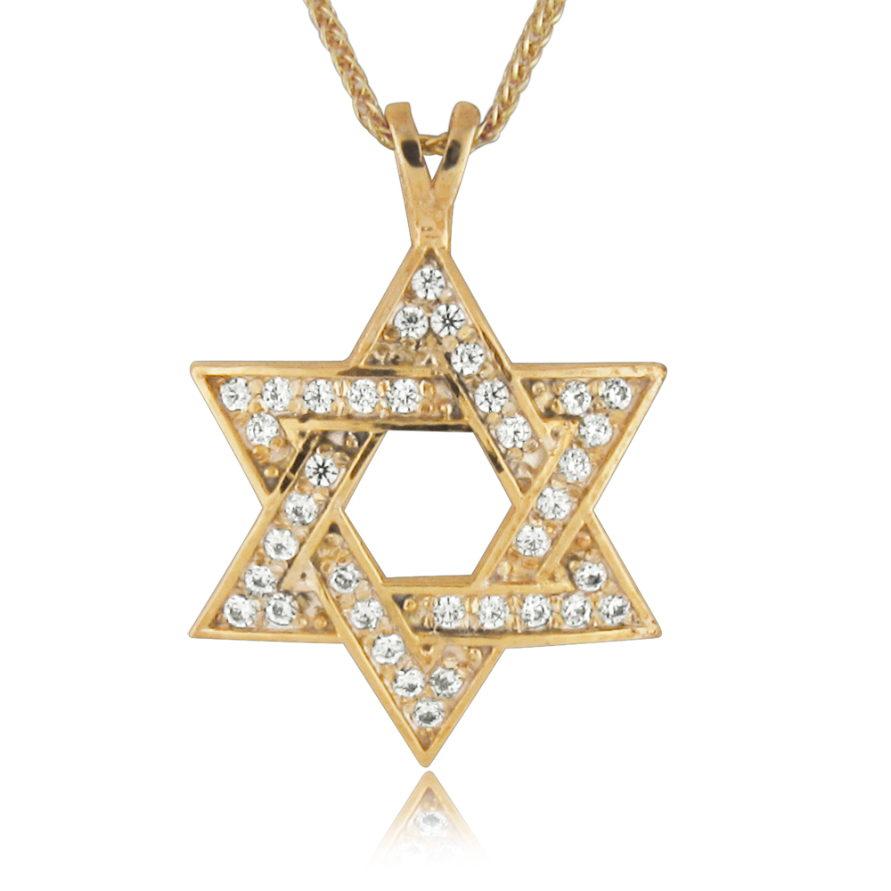 Solid Gold 0.36ctw Star of David Diamond Pendant, 2cm